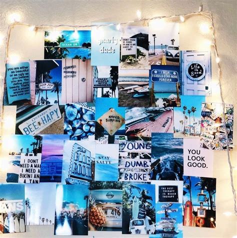 Beach Blue Aesthetic Wall Collage Kit Beautiful Original Art Prints