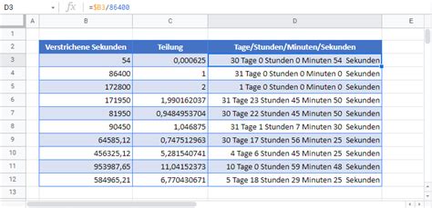 Sekunden In Minuten Stunden Zeit Umrechnen Excel G Sheets