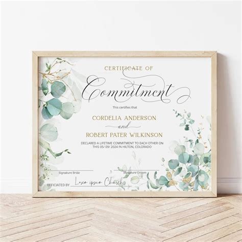 Eucalyptus Commitment Certificate Etsy