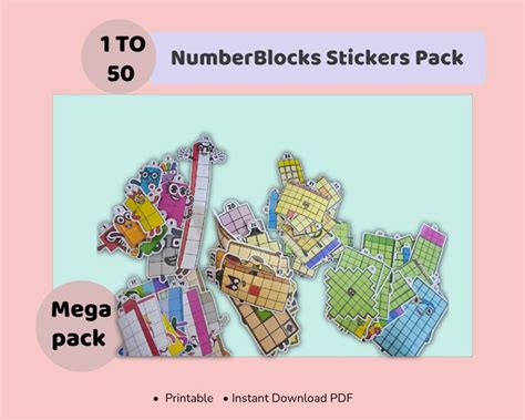 Numberblocks 1 50 Stickers Printable Body Character Sticker Pack