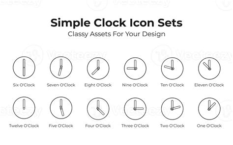 Simple Clock Icon Set For Classy Design Assets PNG