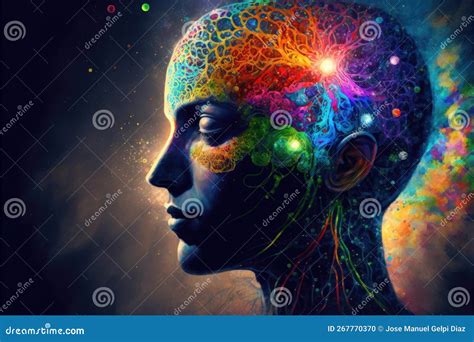Illustration Of A Human Head And Brain Thinking Concept Neurological Connections Generative