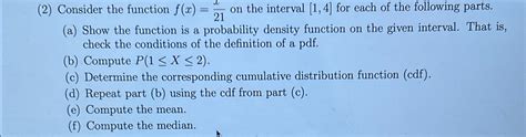solved 2 ﻿consider the function f x x21 ﻿on the interval