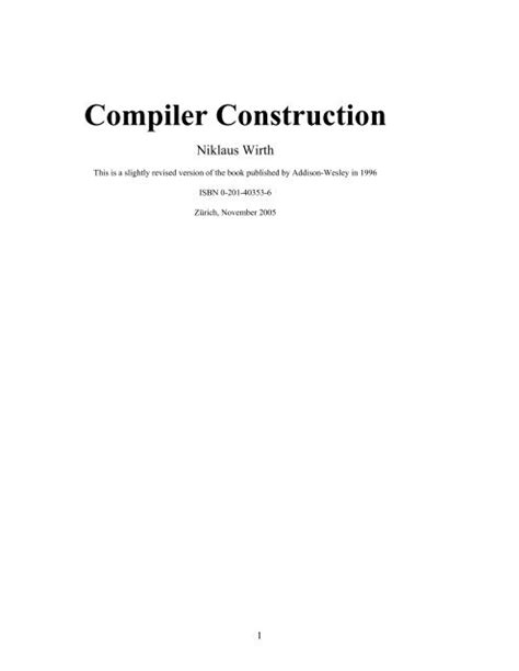 theory and techniques of compiler construction eth oberon