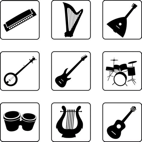 Six Silhouettes Of Musical Instruments Stock Vector Image By