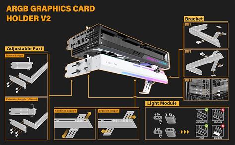 EZDIY FAB V ARGB GPU Holder Brace Graphics Card Support Video Card Holder Bracket Stretchable