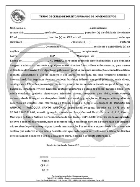 Termo De AutorizaÇÃo De Uso De Imagem E Voz Adulto Pdf