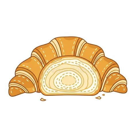 A Delicious Flaky Croissant Cut In Half To Show Its Layers Vector Design Generative Ai Stock
