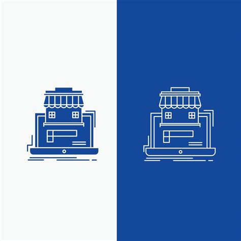 Business Marketplace Organization Data Online Market Line And Glyph Web Button In Blue Color