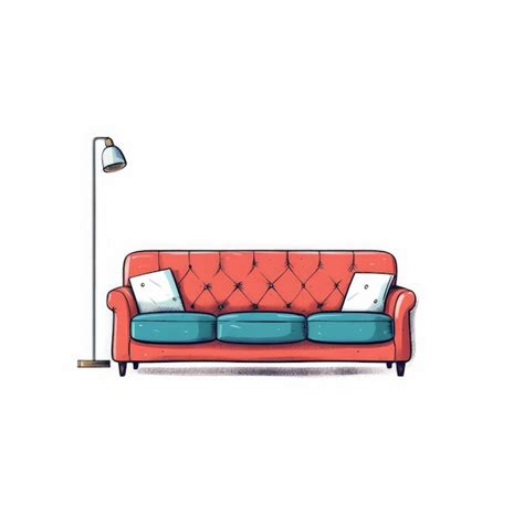 Premium Ai Image Minimalist Couch Illustration On White Background