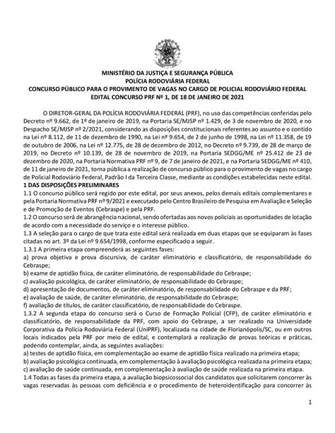 Edital Do Concurso Da Prf 2021 Docsity