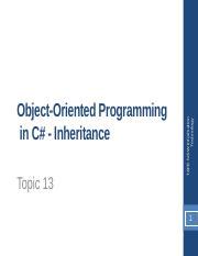 Topic Object Oriented Programming In C Inheritance Pptx Topic
