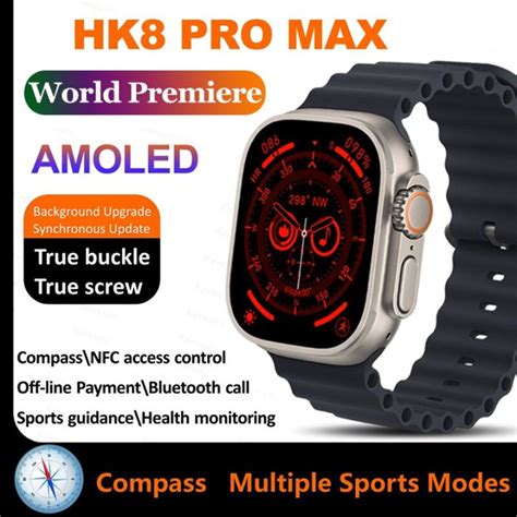 New AMOLED Screen HK Pro Max Ultra Smart Watch Series Mm Compass NFC High Refresh Rtae
