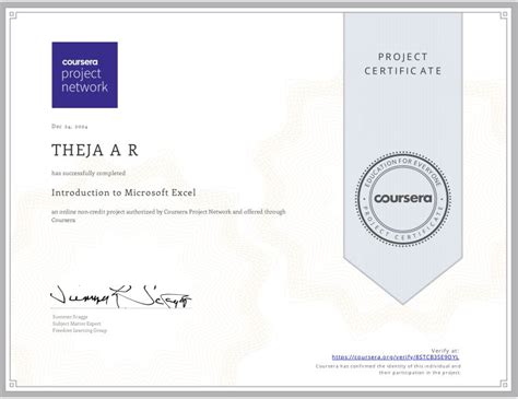 Theja A R On Linkedin Microsoftexcel Coursera Guidedproject