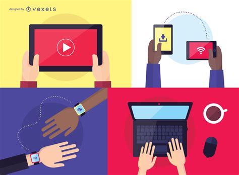 Gente Que Usa El Conjunto De Ilustración De Tecnología Descargar Vector