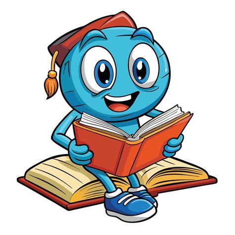 A Blue Cartoon Character Reading A Book Illustration 59266689 Vector