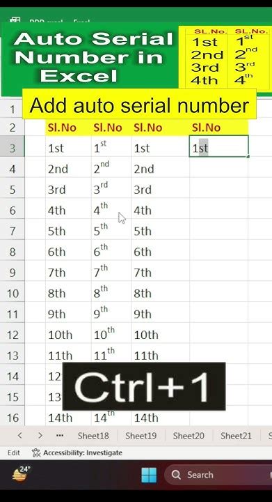 Add Auto Serial Number In Excel Short Krishnaittips Youtube