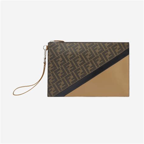 펜디 Ff 모티프 패브릭 플랫 파우치 브라운 Fendi Kream