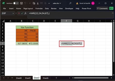 Advanced Excel Var Function