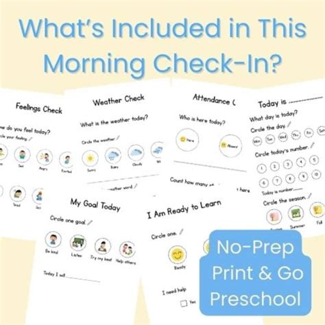 Preschool Morning Check In No Prep Daily Worksheets Ages 3 5