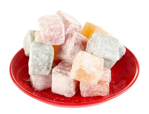 Premium Photo Rahat Lokum In Plate Isolated On White