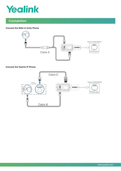 Yealink Ehs61 Wireless Headset Adapter For Wh623 Compatible With