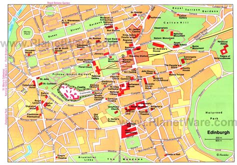 Map Of Edinburgh Attractions Planetware Printable Edinburgh