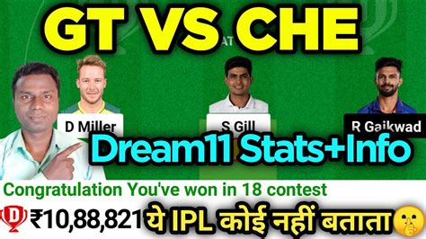 Gt Vs Csk Dream11 Gt Vs Che Dream11 Prediction Gtvsche Cskvsgt
