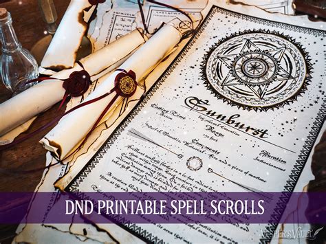 Dnd Printable Spell Scrolls Tabletop Prop Magic Black And White Design