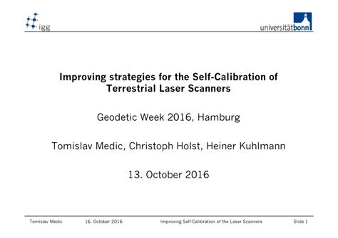 Pdf Improving Strategies For The Self Calibration Of Terrestrial