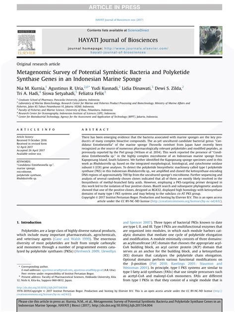 Pdf Metagenomic Survey Of Potential Symbiotic Bacteria And Polyketide