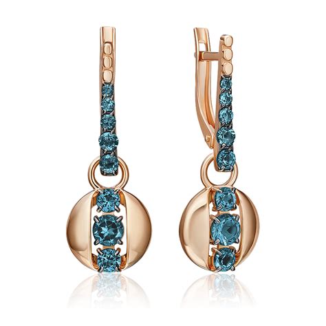 Серьги с английским замком из красного золота с топазами 02 5401 02 201