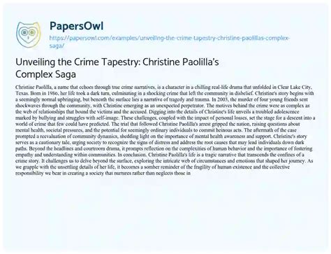 Unveiling The Crime Tapestry Christine Paolillas Complex Saga Free