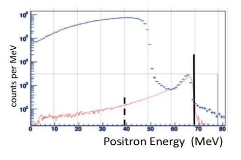 Energy Spectrum Of Positrons In The Pienu Detector The Vertical Black