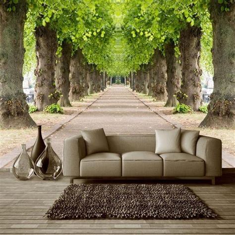3D Effect Forest Road Wallpaper Mural For Living Room Room