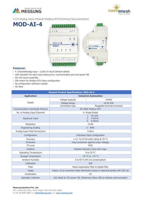 CH Analog Input Module MOD AI PDF