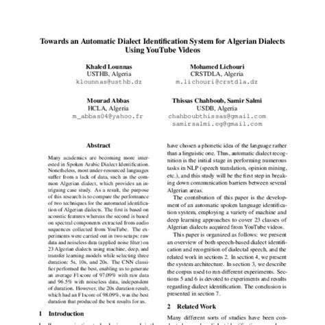 Towards An Automatic Dialect Identification System Using Algerian Youtube Videos Acl Anthology