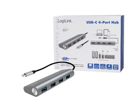 Logilink UA0309 USB 3 2 Gen 1x1 USB C 4 Port Hub ადაპტერი Extra ge 504930