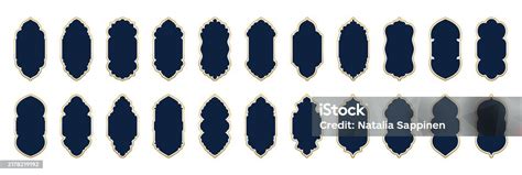 금색 윤곽선 테두리가 있는 아랍 스타일의 프레임 아라비아 아치 창문 이슬람 프레임 빈 프레임과 레이블 라마단 Kareem 컬렉션 세련된 프레임 프로모션 및 광고 Baner