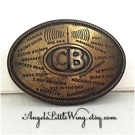 Vintage 1970s Brass Oval Cb Radio Belt Buckle ~ Citizens Band Radio