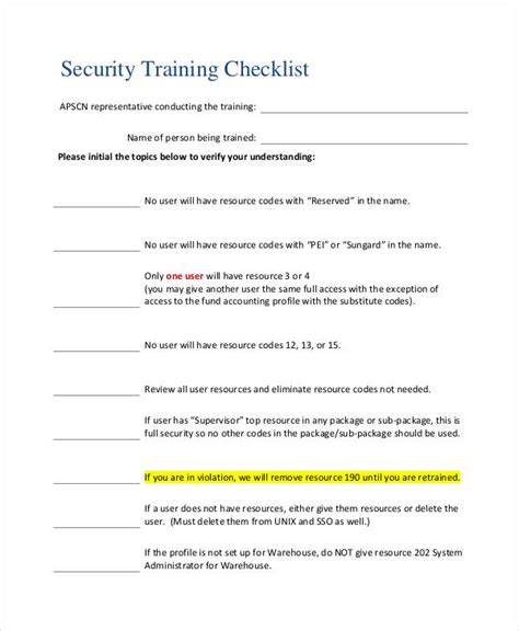 Training Checklist 16 Examples Format Pdf Examples