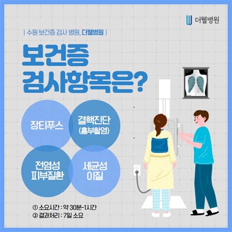 코로나 시국 보건증 검사 발급 어디서 받나 수원 보건증 병원 건강정보 수원 더웰병원