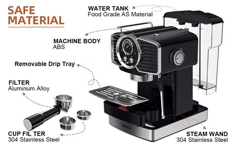 Sumsaty Espresso Coffee Machine 20 Bar Retro Espresso Maker With Milk