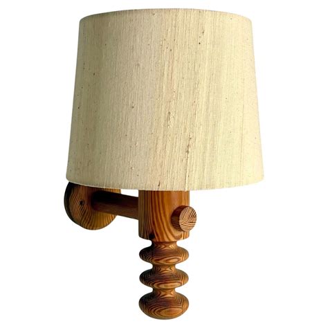 Swedish Designer Pine Wall Sconce With Pleated Shade Sweden 1950s For