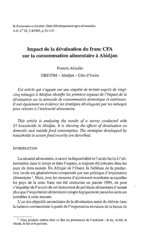 PDF Impact de la dévaluation du franc CFA sur la consommation