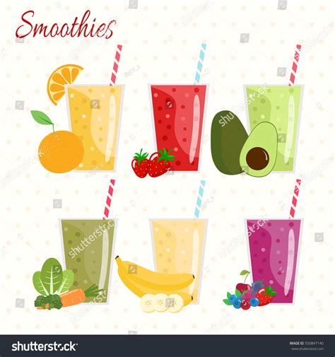 Cartoon Smoothies Orange Strawberry Berry Banana Stock Vector Royalty