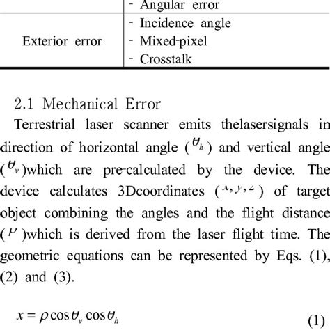 Pdf Evaluation Of Geometric Error Sources For Terrestrial Laser Scanner