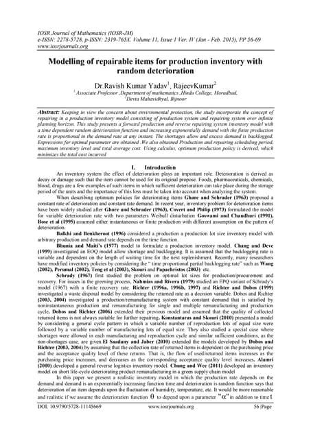 Modelling Of Repairable Items For Production Inventory With Random