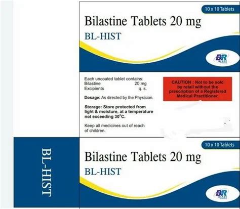 Bilastine 20mg Tablet 10x10 Treatment Anti Histamine At ₹ 1350 Box