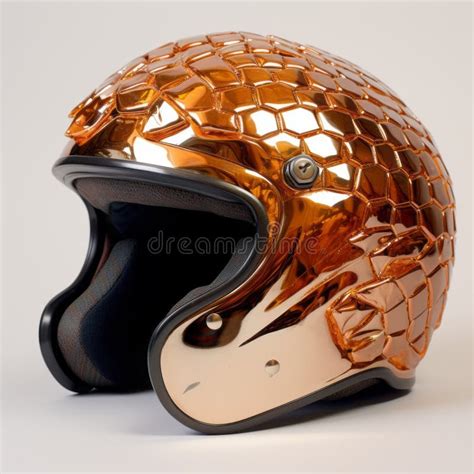 Golden Copper And Gold Helmet With Shiny Bumpy Texture Stock